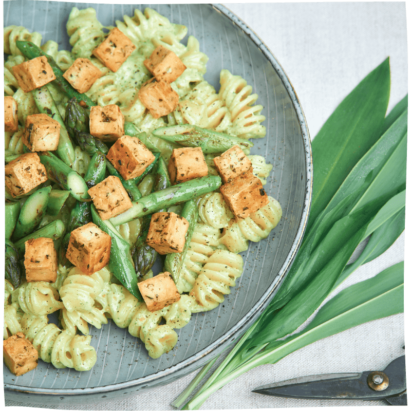 Pasta mit Bärlauch-Pesto - Tofu Nagel